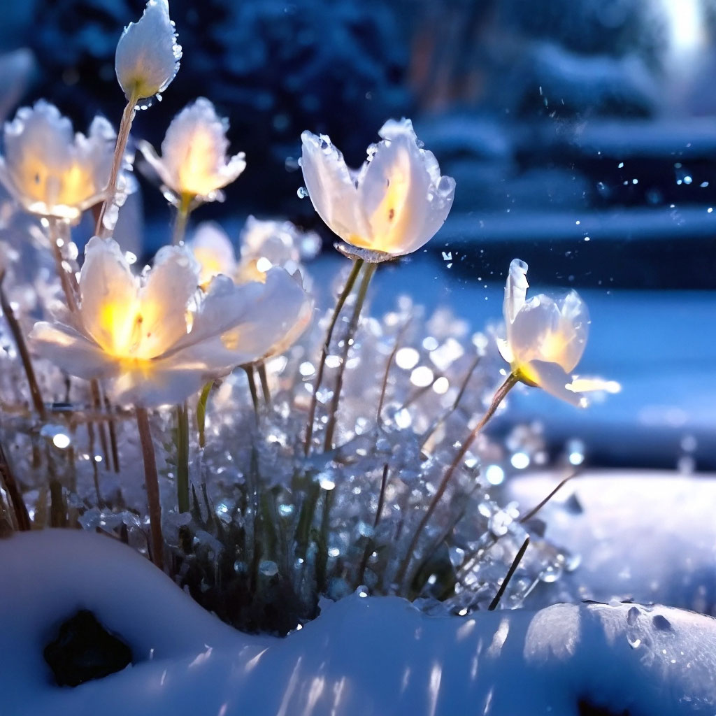 "Beautiful New Year's winter fantasy in the garden snow, fusion of ...