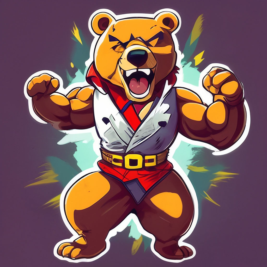 "Square avatar, vector graphics, funny bear, grotesque, silly funny ...