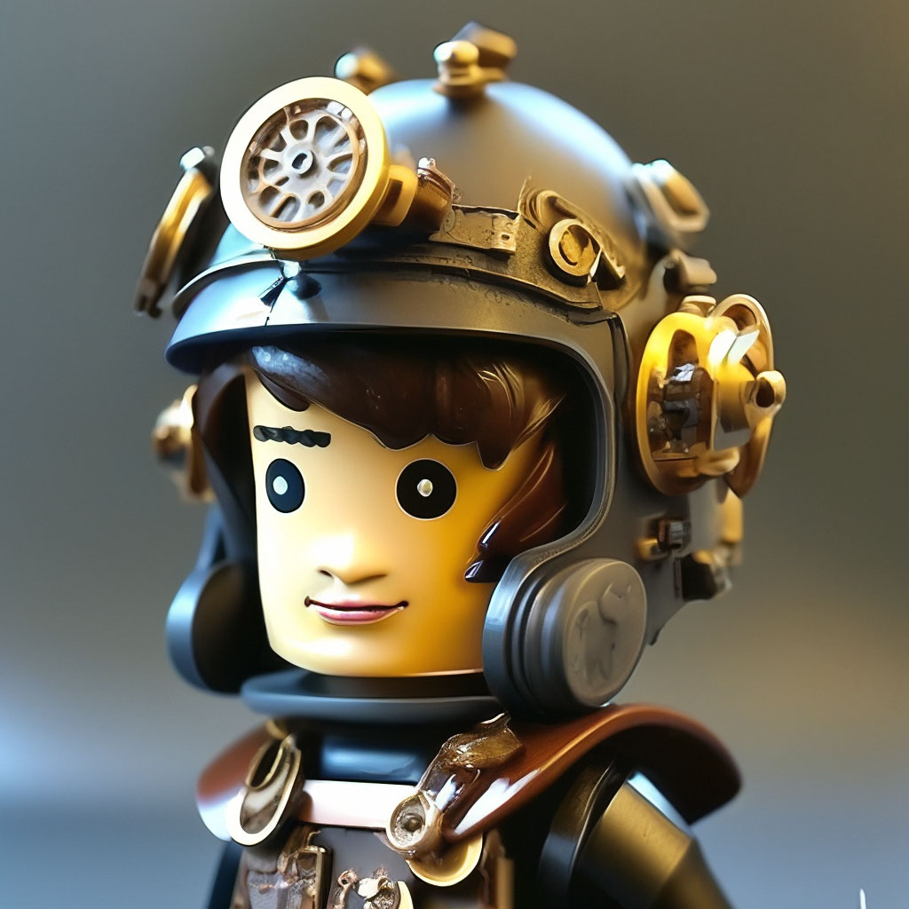 "Lego girl in a helmet" — image created in Shedevrum