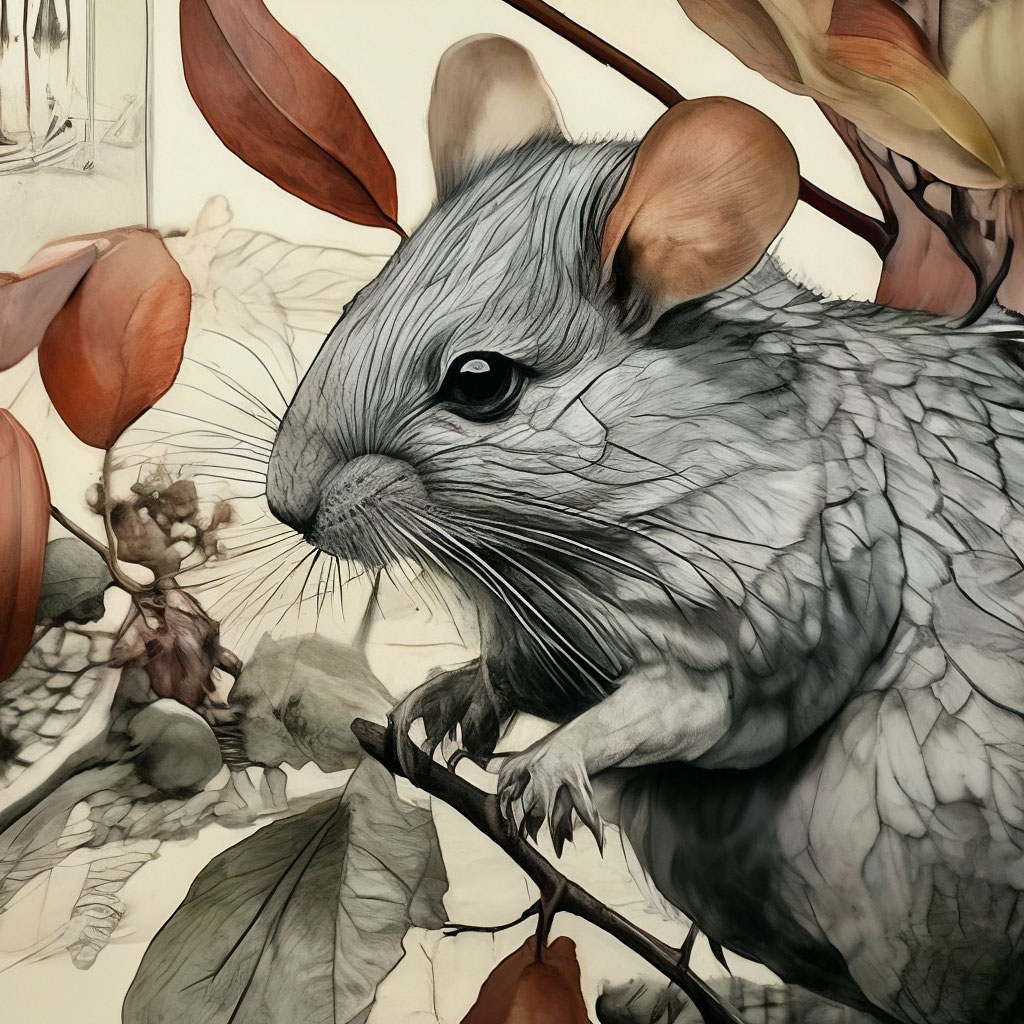 "Jerboa color drawing in the style of a botanical map, white paper ...