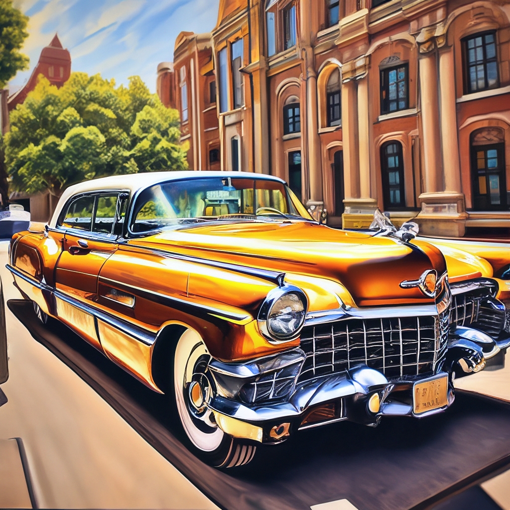 "Amber cadillac, drawing, super realistic" — image created in Shedevrum
