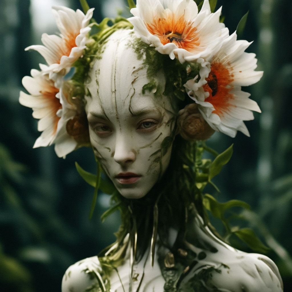 "Flower humanoid" — image created in Shedevrum