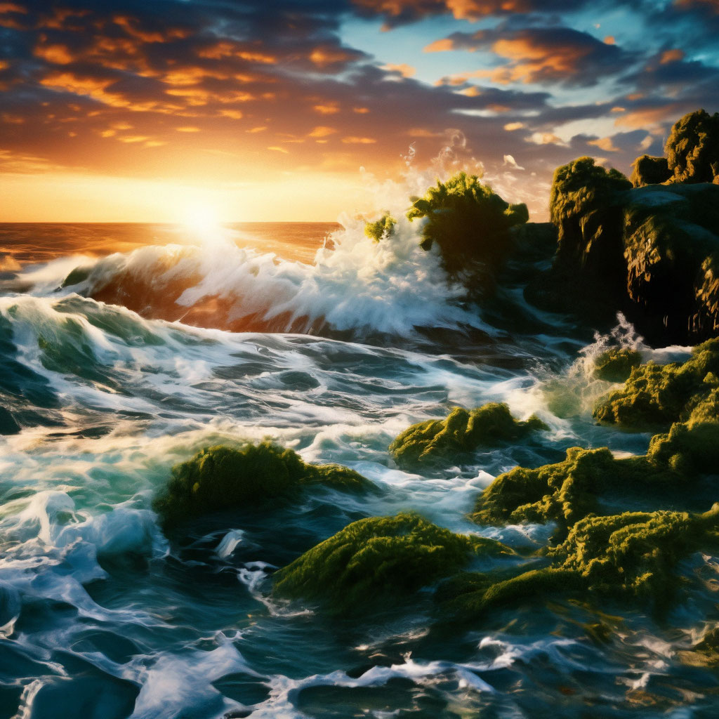 "VOV Surreal fast, beautiful, realistic, algae, sparkling, ocean ...
