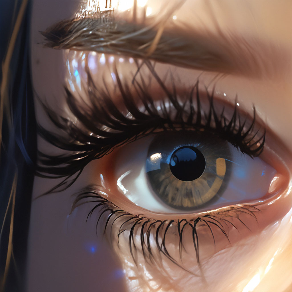 "A girl with big black eyes and long eyelashes, realistic, pixel study ...