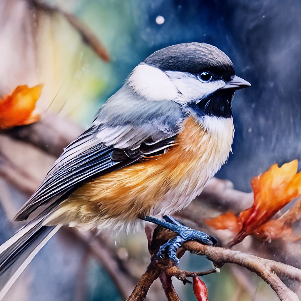 "Chickadee detailed watercolor,drawing gel pen, ultra-realistic,HDR10 ...