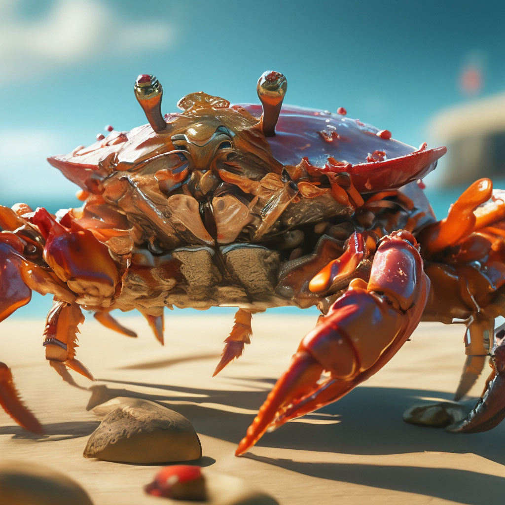 "Triple exposure, far eastern crab, seashore, botanical ...