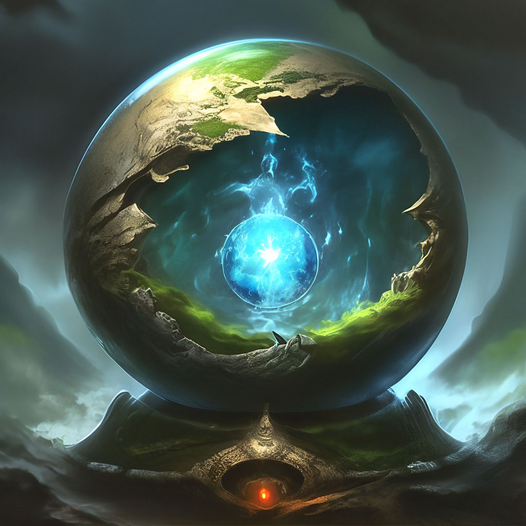 "Orb of the earth elements, dark fantasy" — image created in Shedevrum