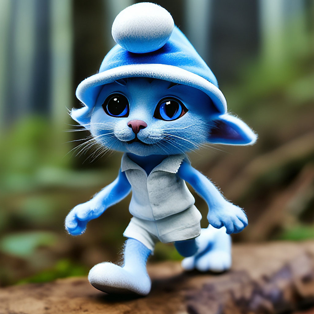 "Shailushay Realistic skinny cat-Smurf, with the face of a kitty ...