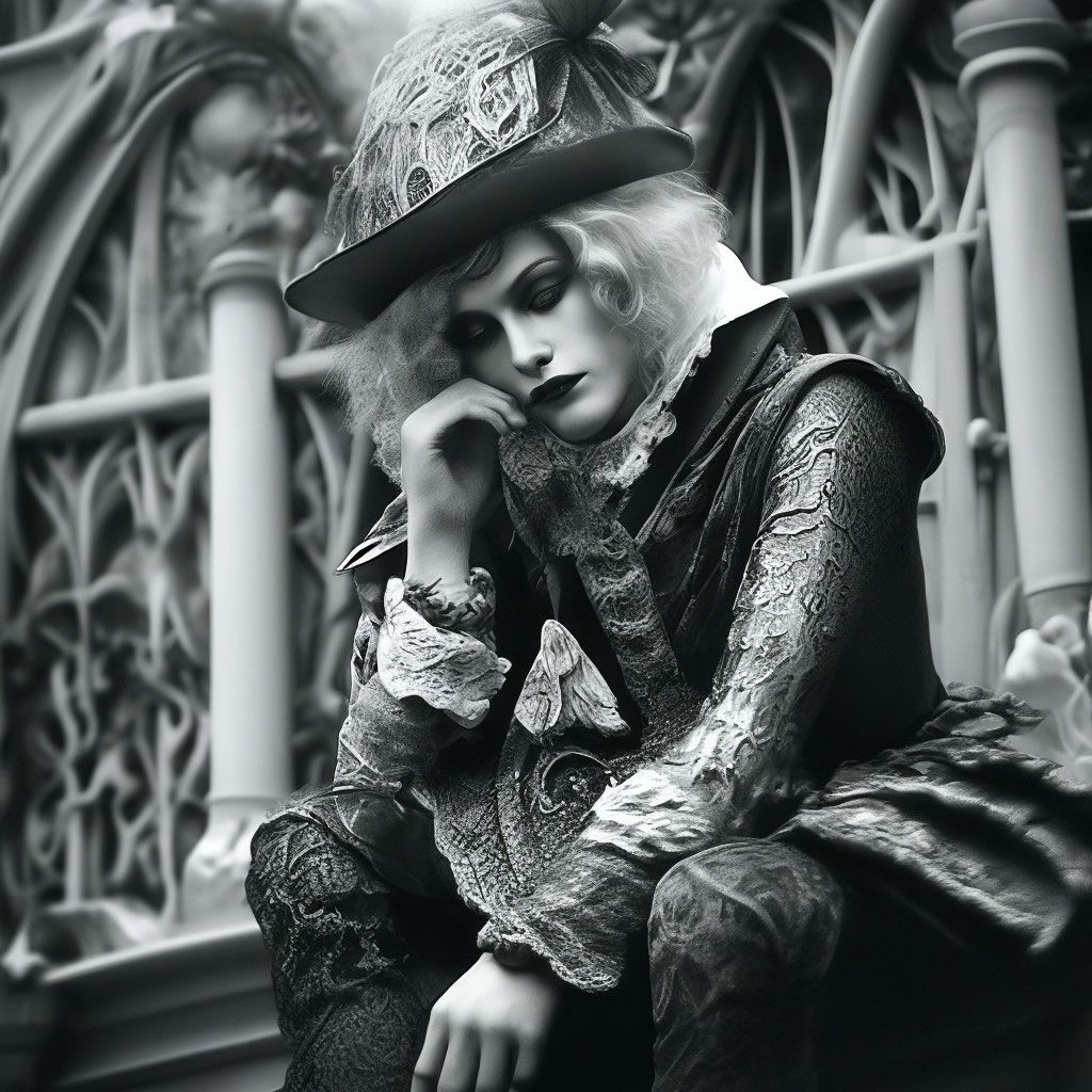 "Sad Pierrot in modern life . 32k, high quality, detail, professional ...