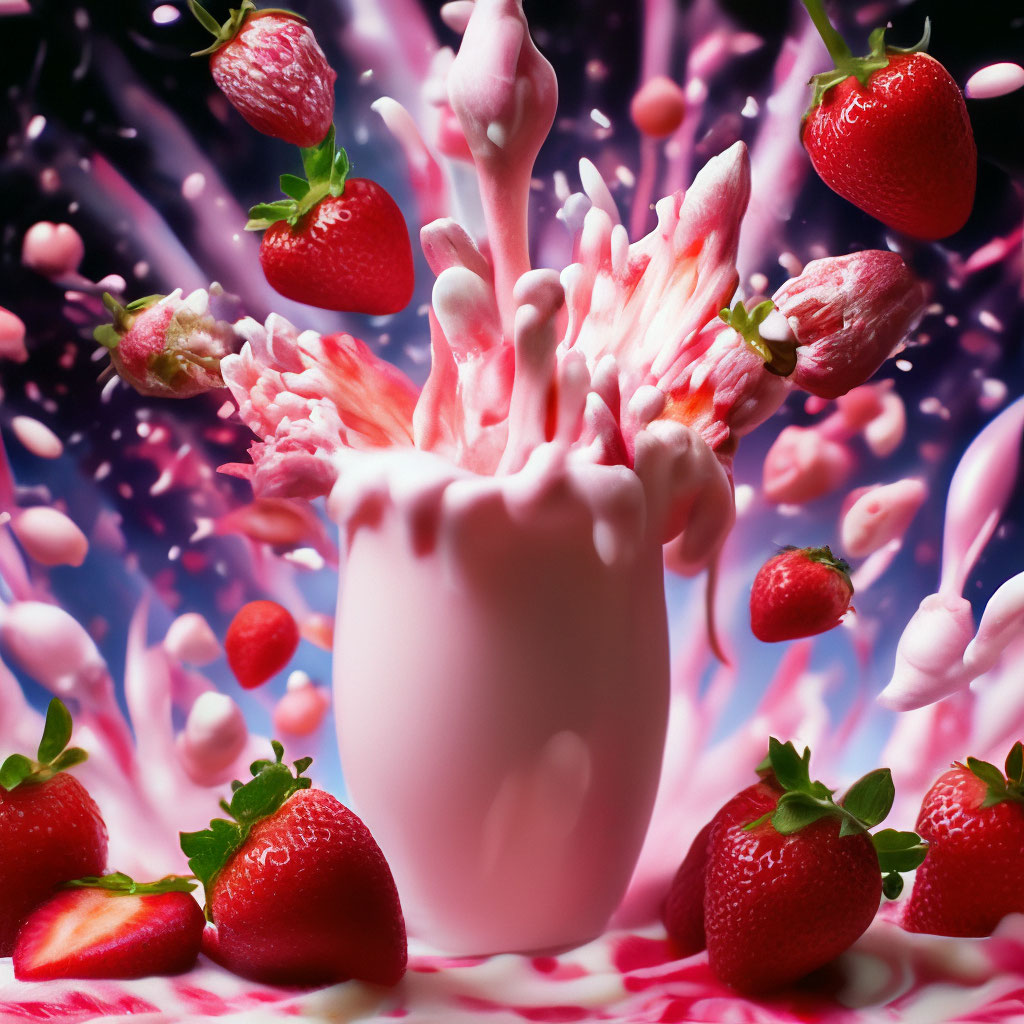 "Strawberry milk fireworks" — image created in Shedevrum