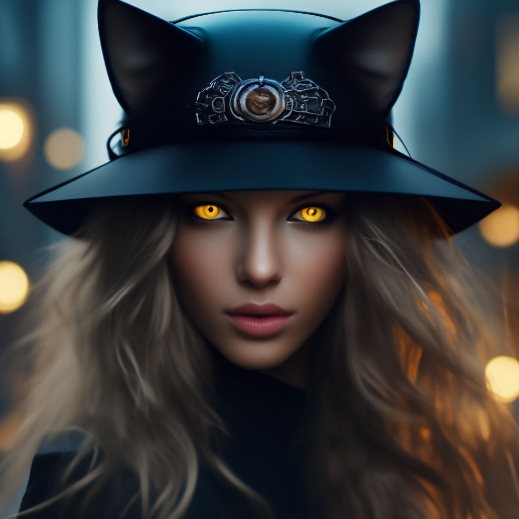 "Gene symbiosis black girl-Cat-Bayun, in a stylish pillbox hat, veil ...