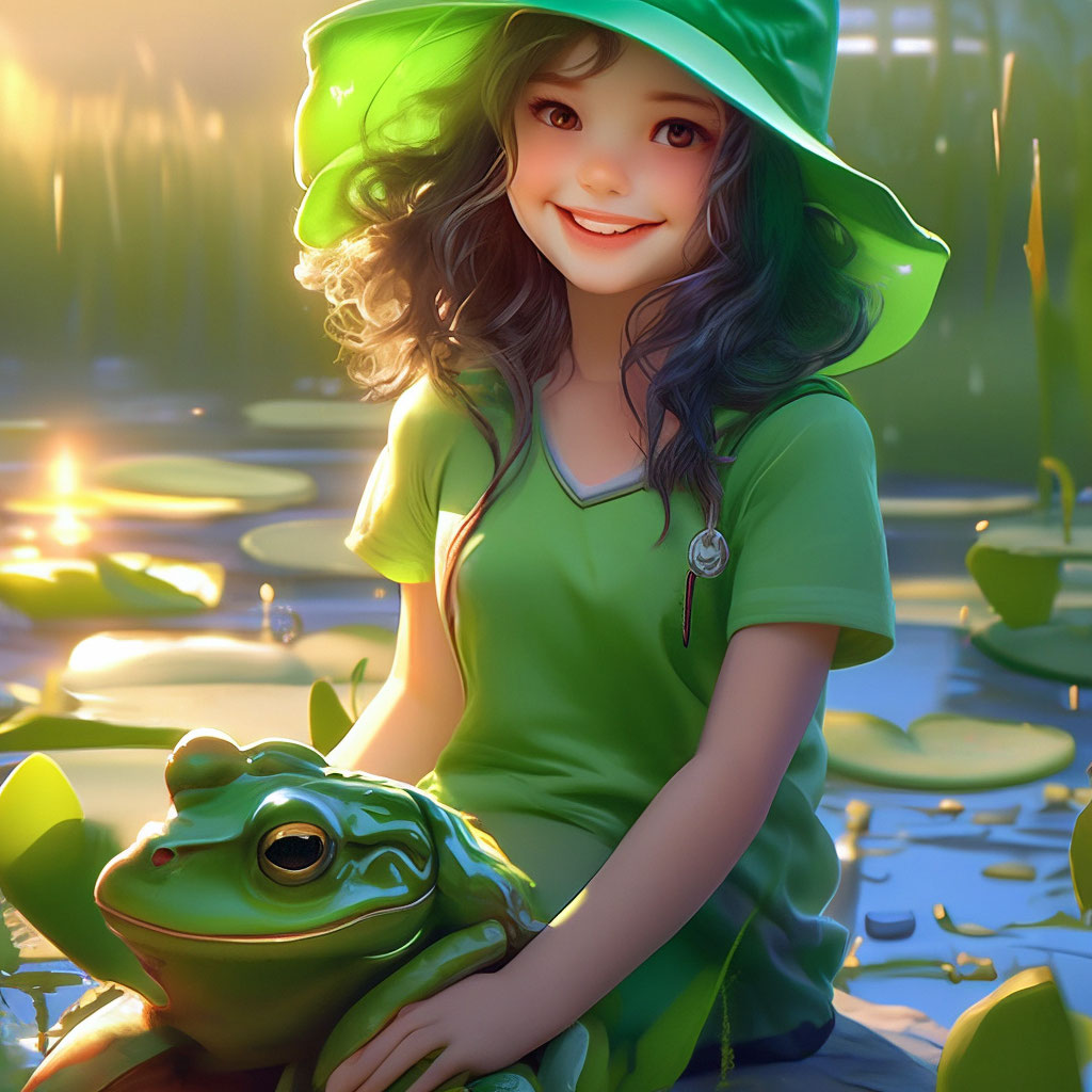 "Good morning, everyone cute girl, cute smile, beautiful girl, frog ...