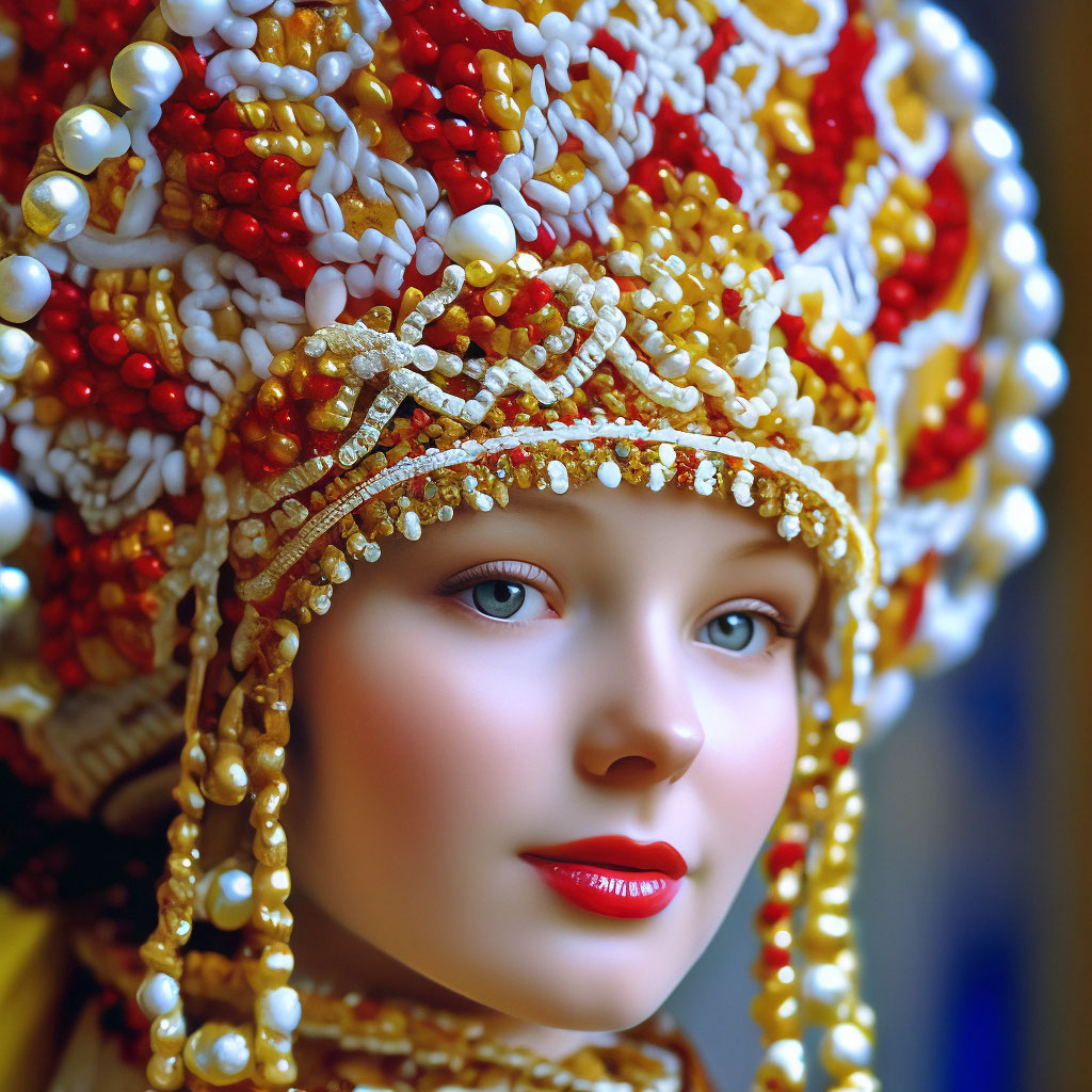 "The kokoshnik is embroidered with beads.realistic. Beading Russian ...