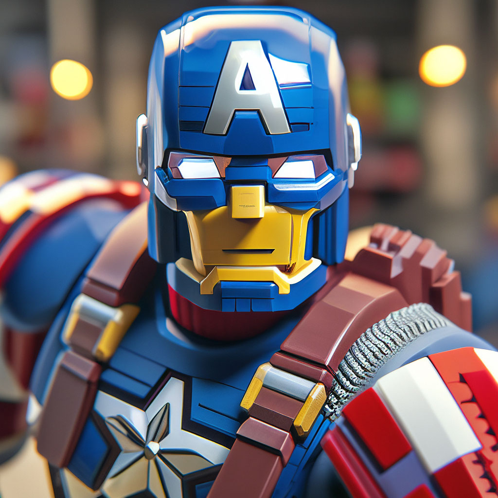 "Captain America in Lego style, aesthetically pleasing, beautiful ...
