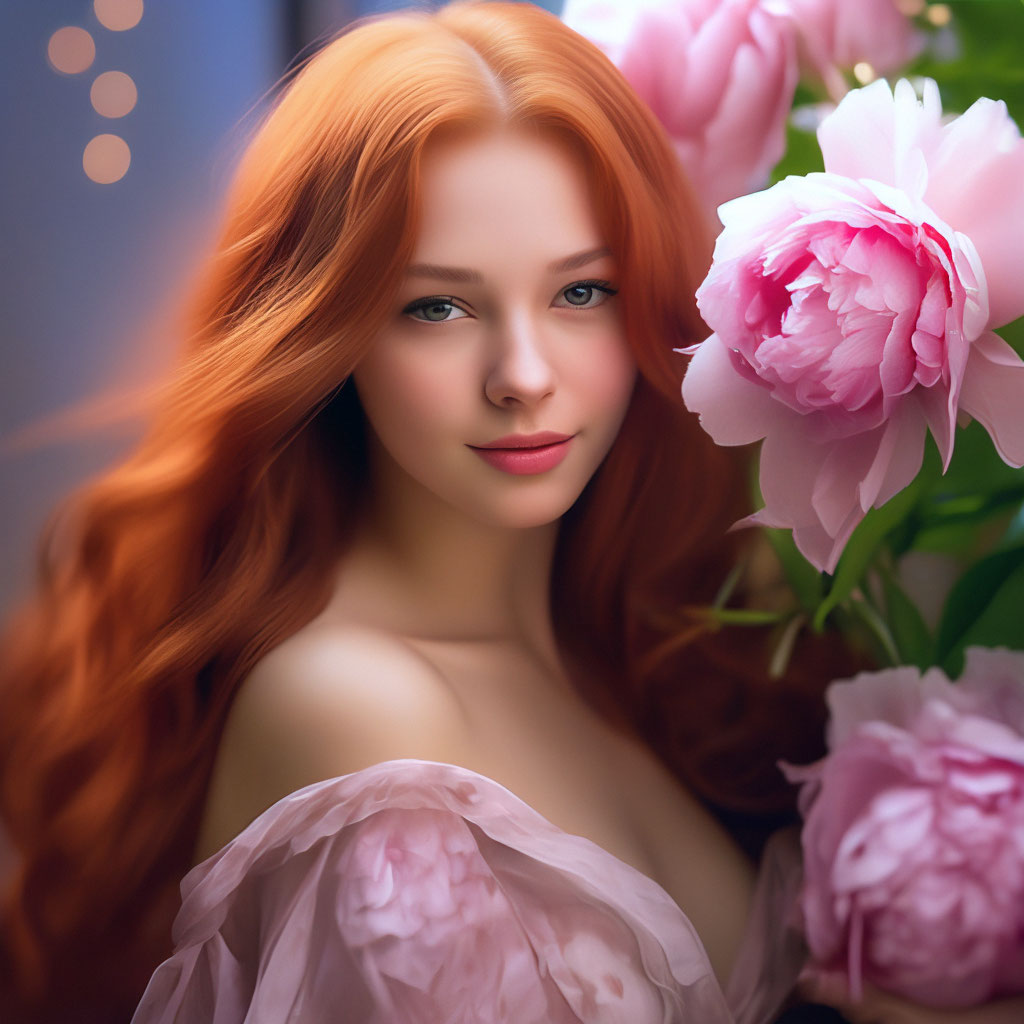"Very sweet, gentle girl, chiffon body, slavic appearance, peonies ...