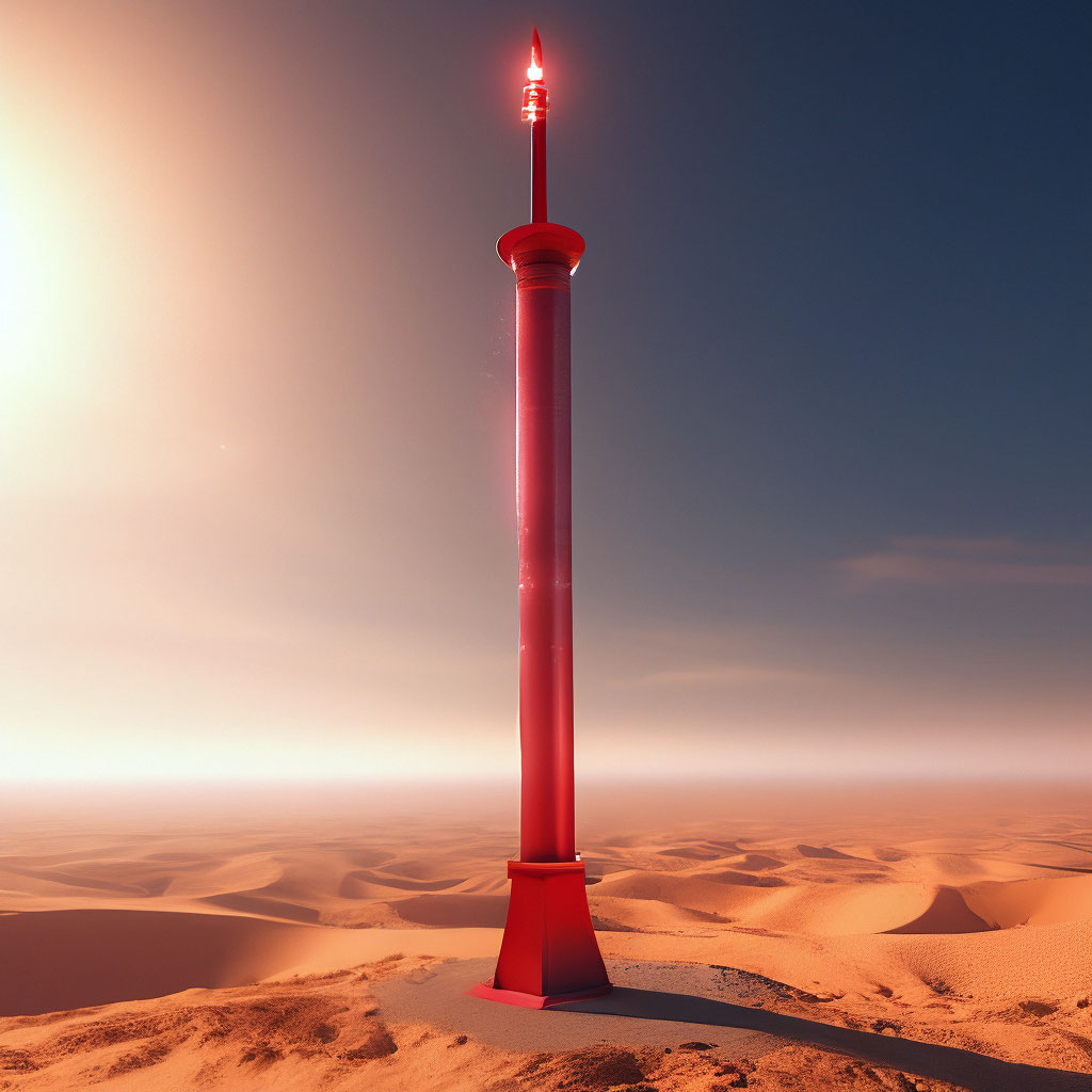 "Very high thin lightning rod spire in very hot, sunny weather on top ...