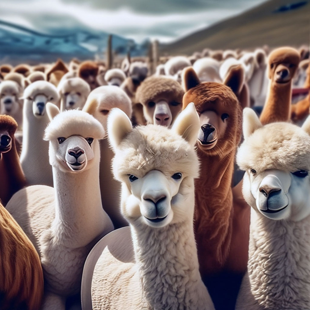 "Lots of Alpacas. Selfie hyperrealism, professional photo, 4k, high ...