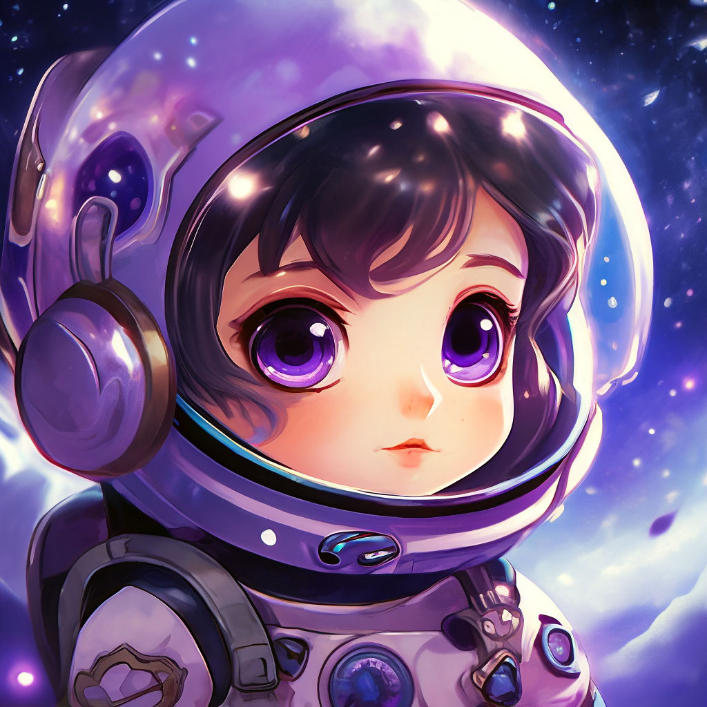 "Outer space, galaxy, Milky Way, stars, cute anime chibi girl in a ...