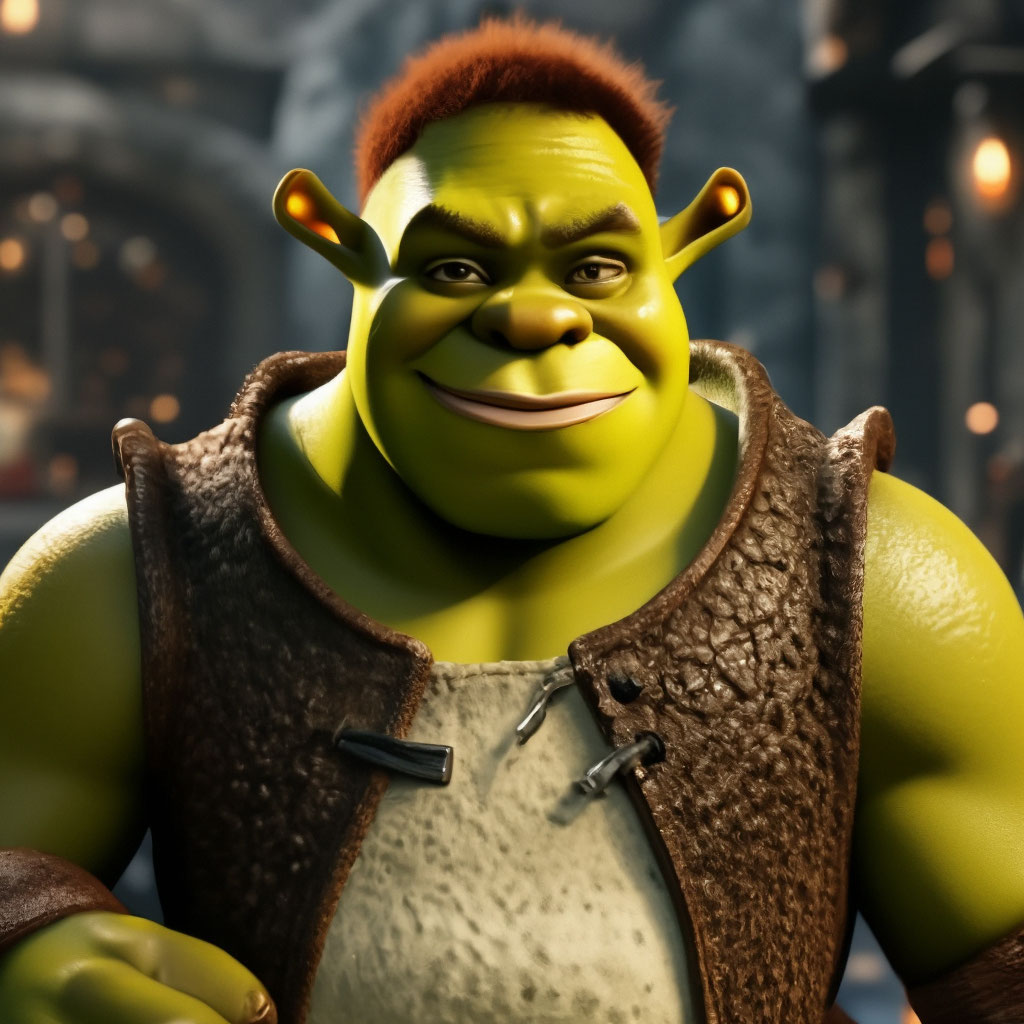 "Dark - skinned shrek" — image created in Shedevrum
