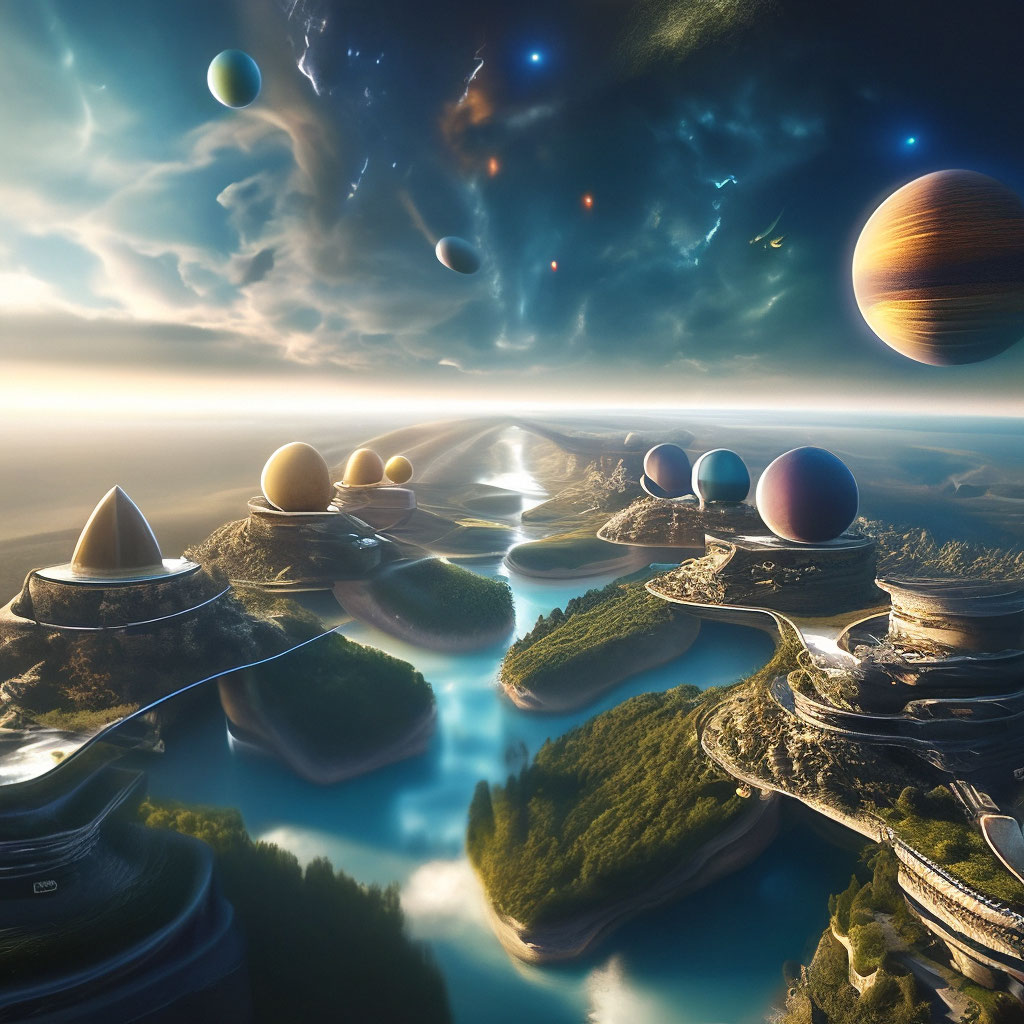 "Multiple worlds in one universe, realistic, professional photo, high ...
