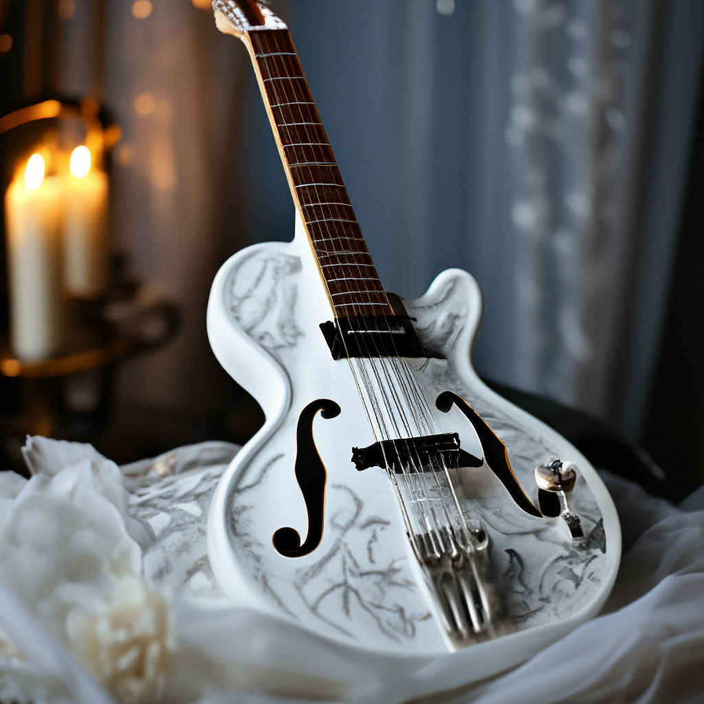 "Music in the night.... elegant guitar with art pattern. transparent ...