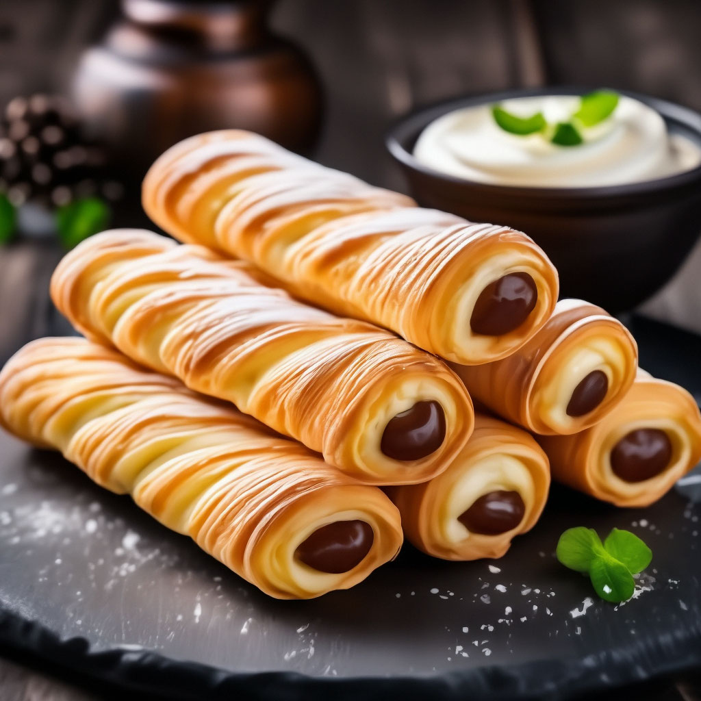"Puff pastry tubes with cream" — image created in Shedevrum