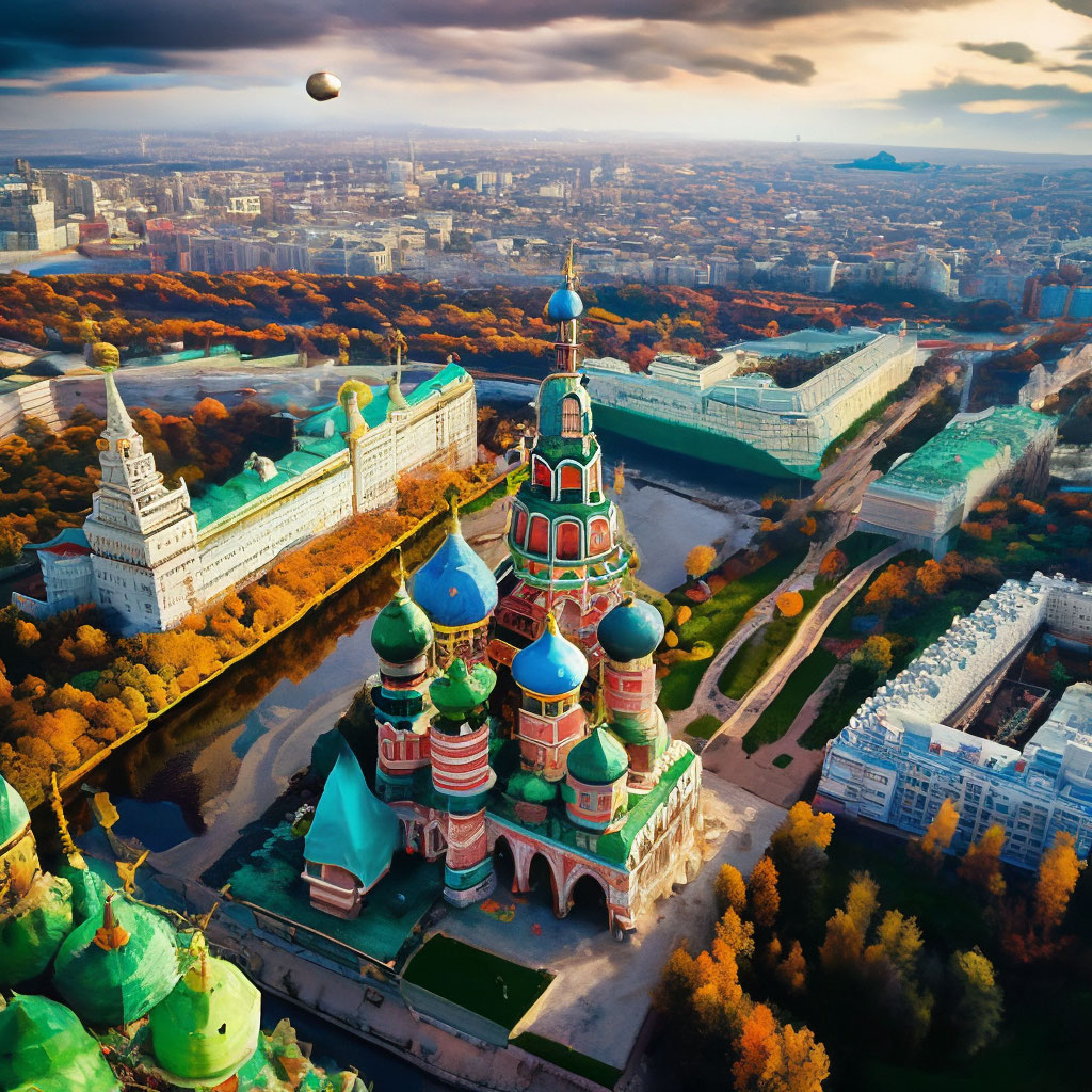 "Moscow from a bird's eye view" — image created in Shedevrum