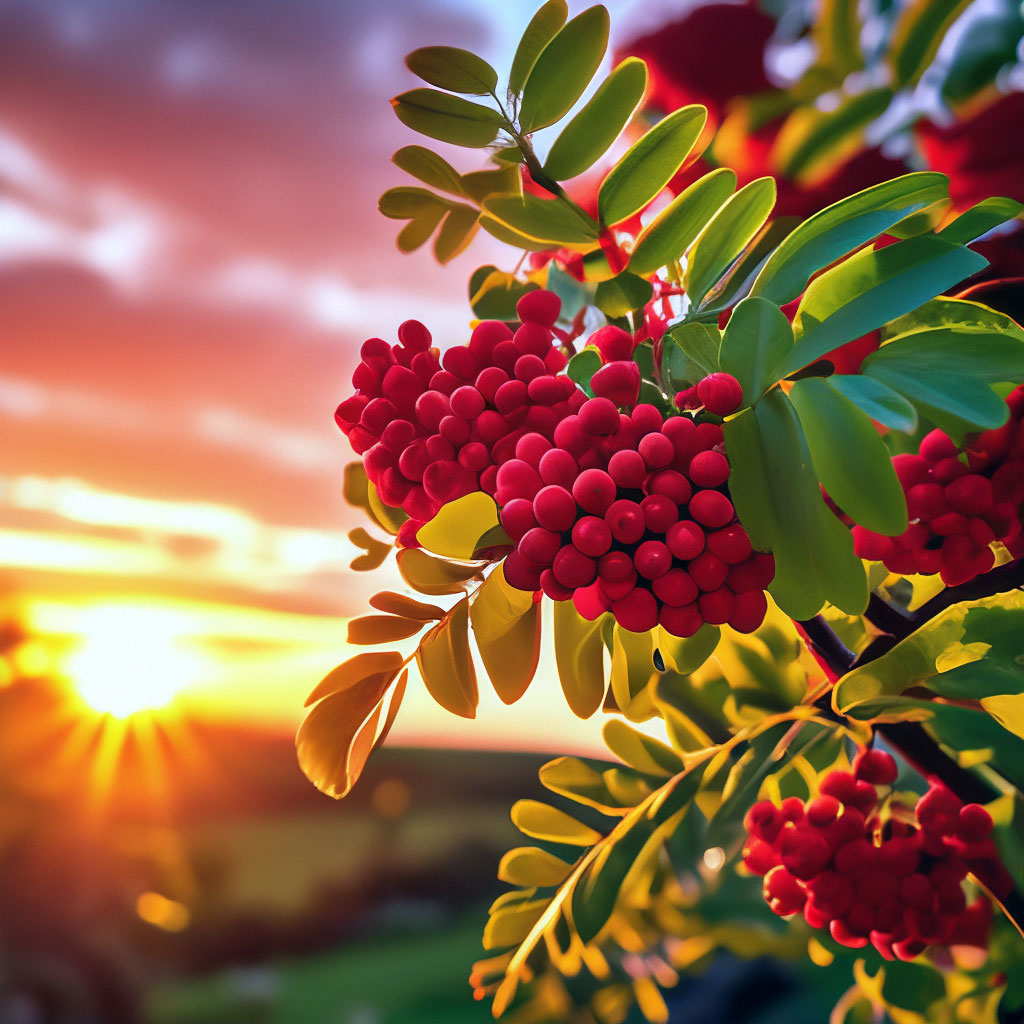 "Only clusters of rowan and a scarlet crazy sunset..., a very beautiful ...