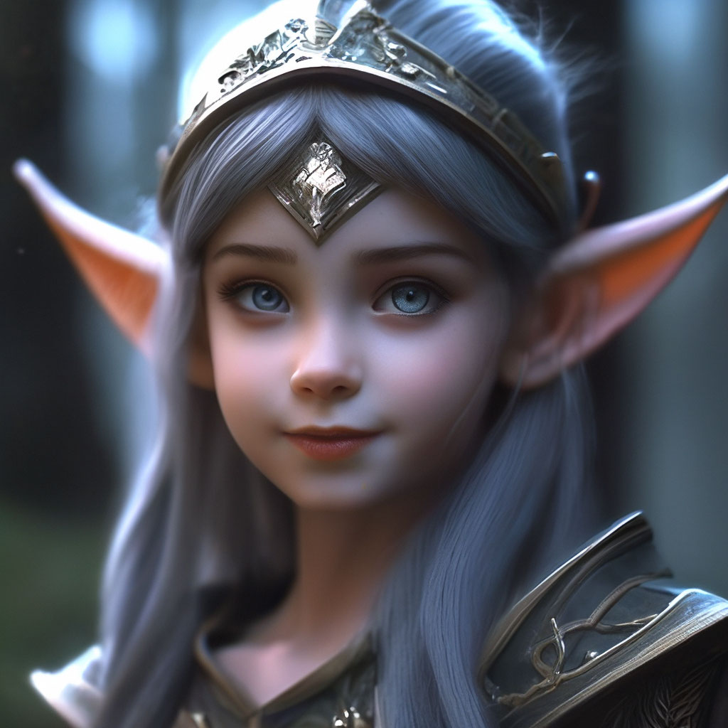 "Cute dark elf girl, high quality, realistic, 5k, 30mm lens, focus ...