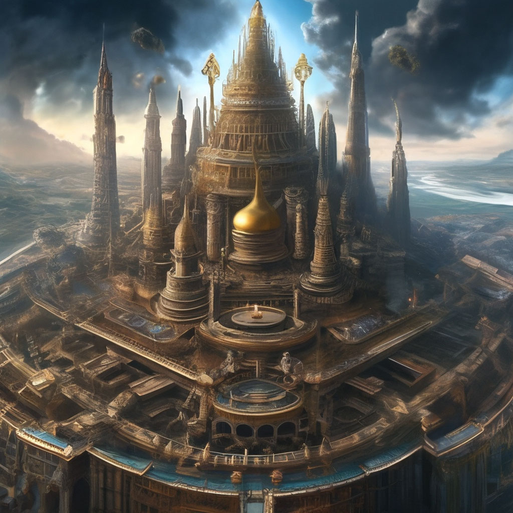 "Seven wonders of the world in one image, top view, high detail ...