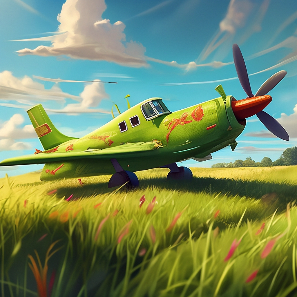 "Grass plane" — image created in Shedevrum