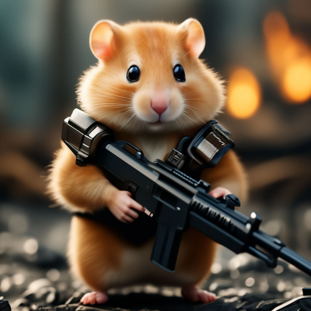 "A hamster with a gun" — image created in Shedevrum
