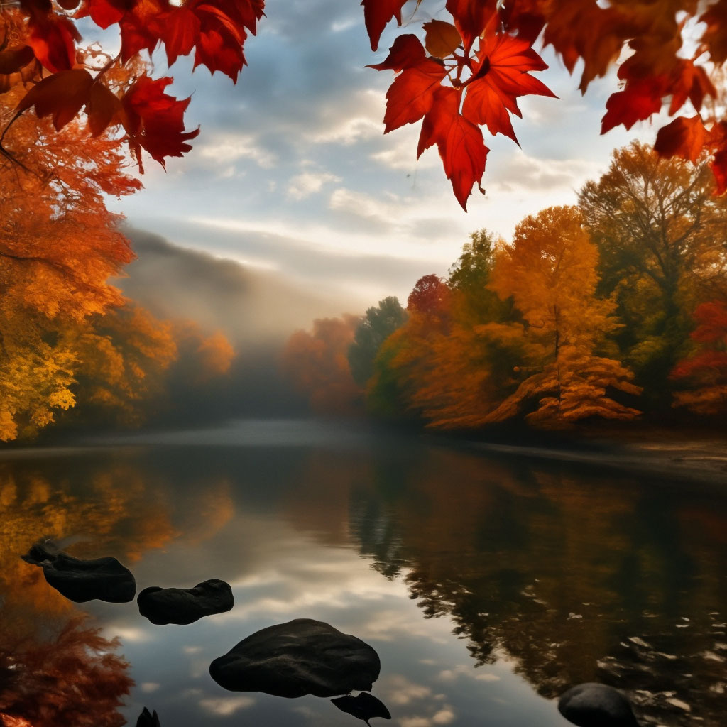 "October morning,foliage,autumn view" — image created in Shedevrum