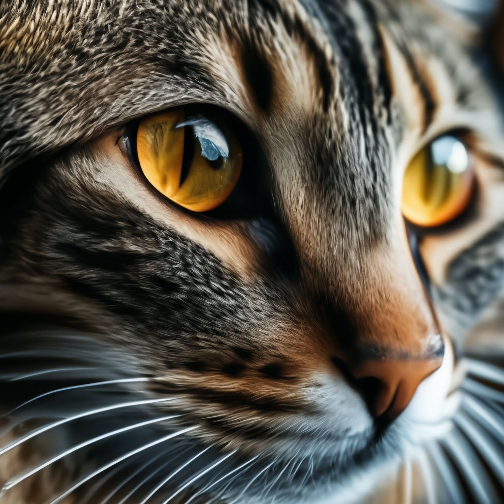 "Hyperrealism, rowan cat, burning eyes, bright red flicker, hyper ...