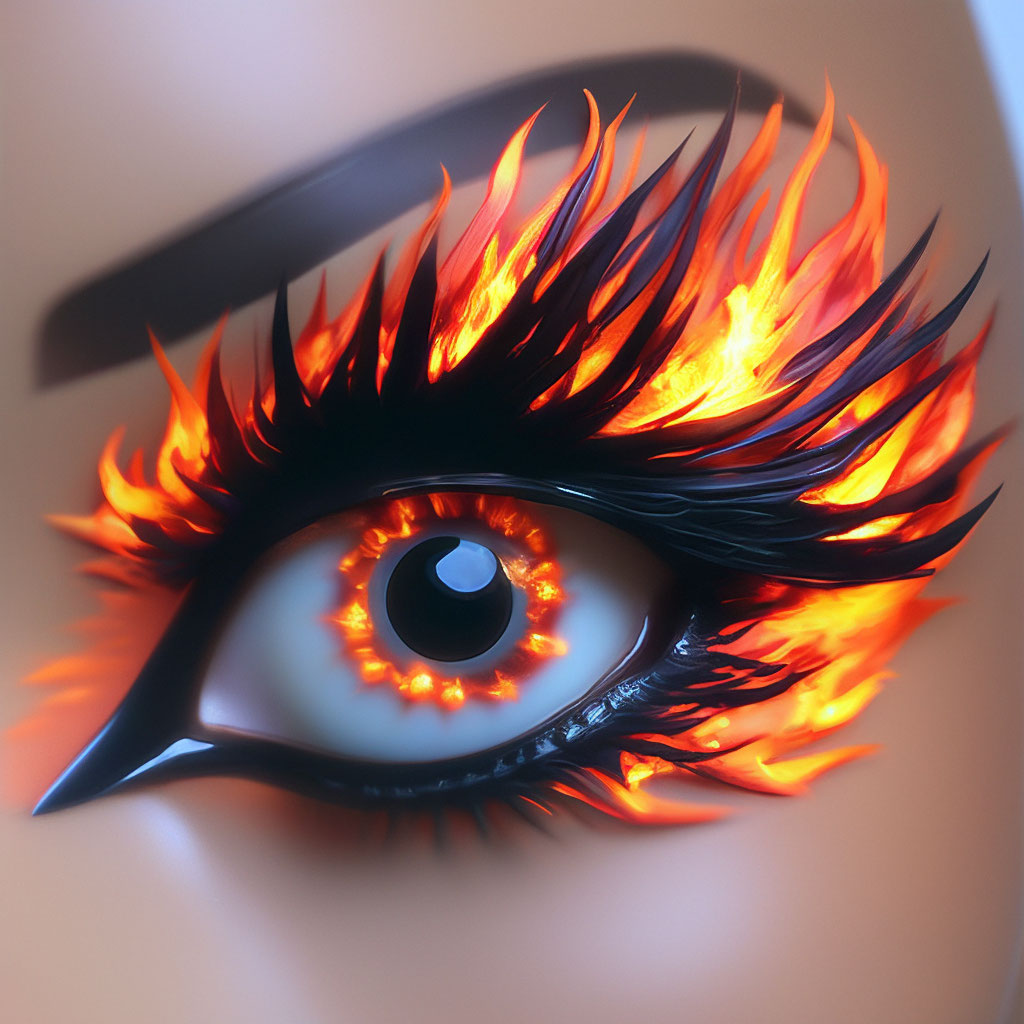 "Eyelashes fire show" — image created in Shedevrum