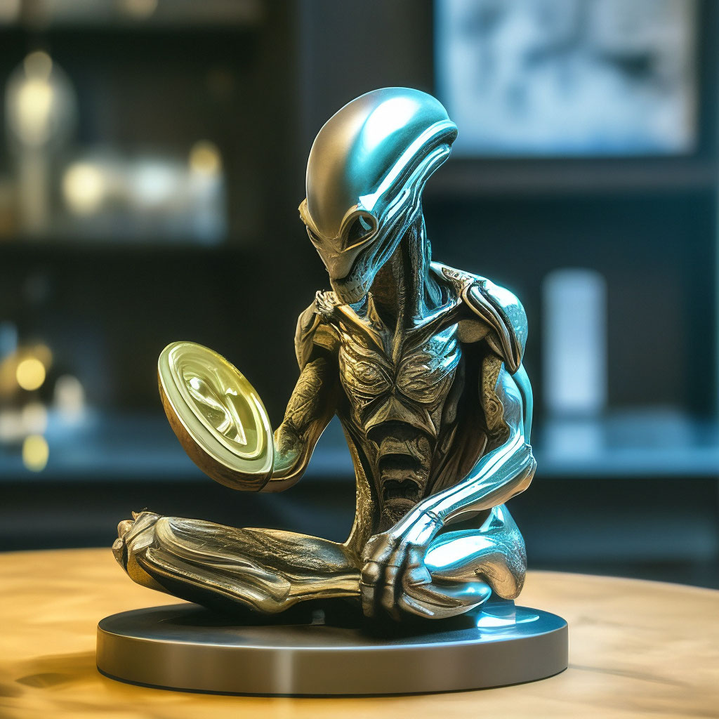 "Bitcoin with an ornament in the form of a stranger from the movie ...