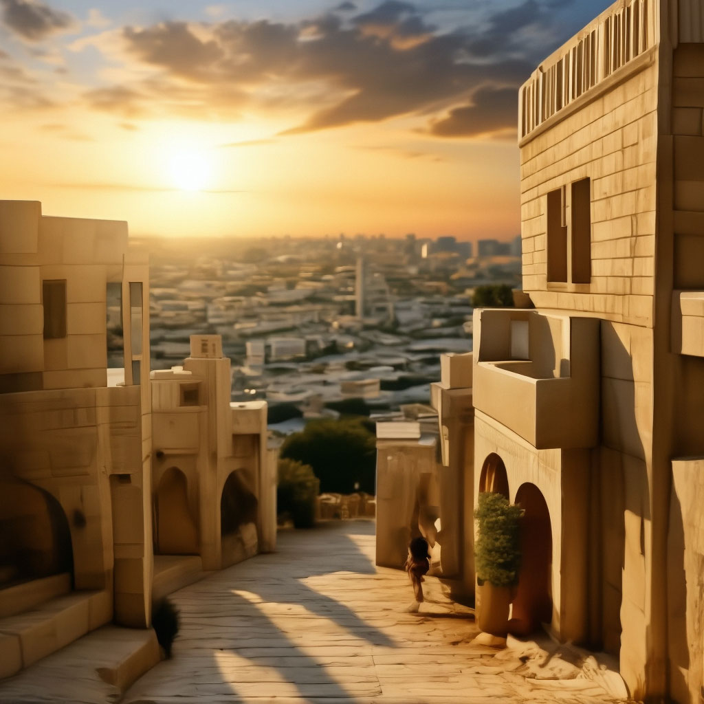 "Palestine Bethlehem, clear sun superrealism,complex computer graphics ...
