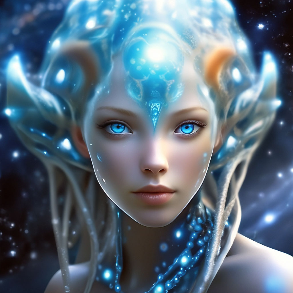 "Galaxy, girl of an unearthly civilization, alien, andromeda galaxy ...