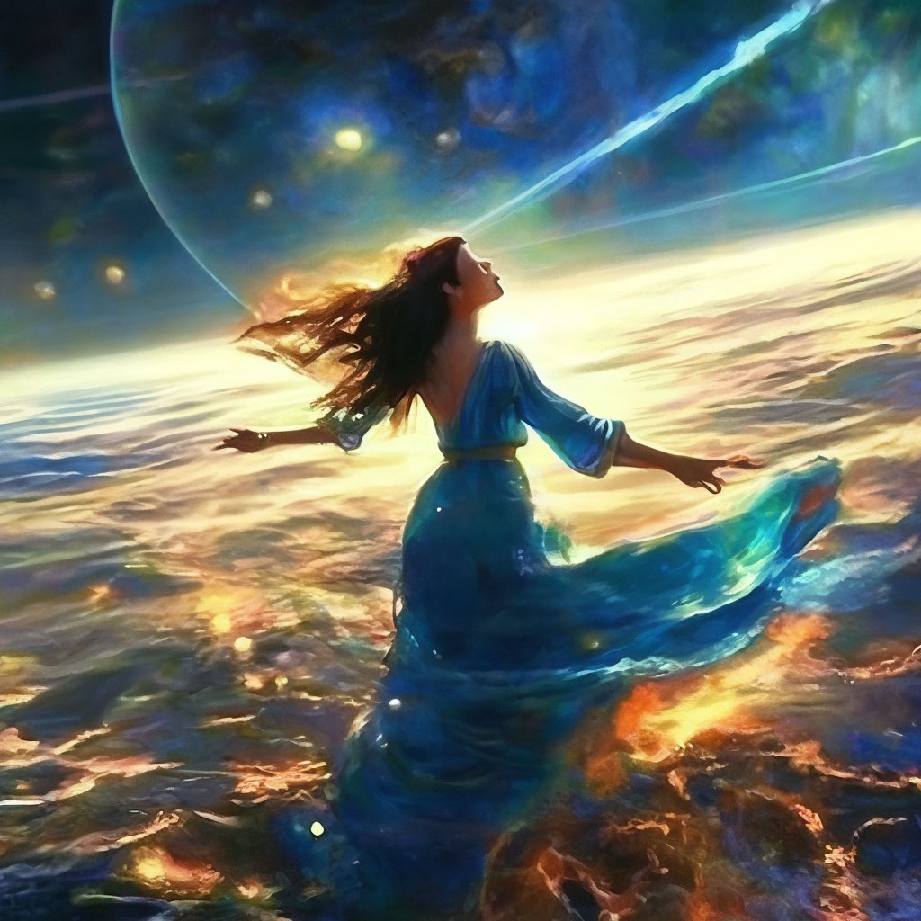 "Let the earth run to nowhere Let her …" — image created in Shedevrum