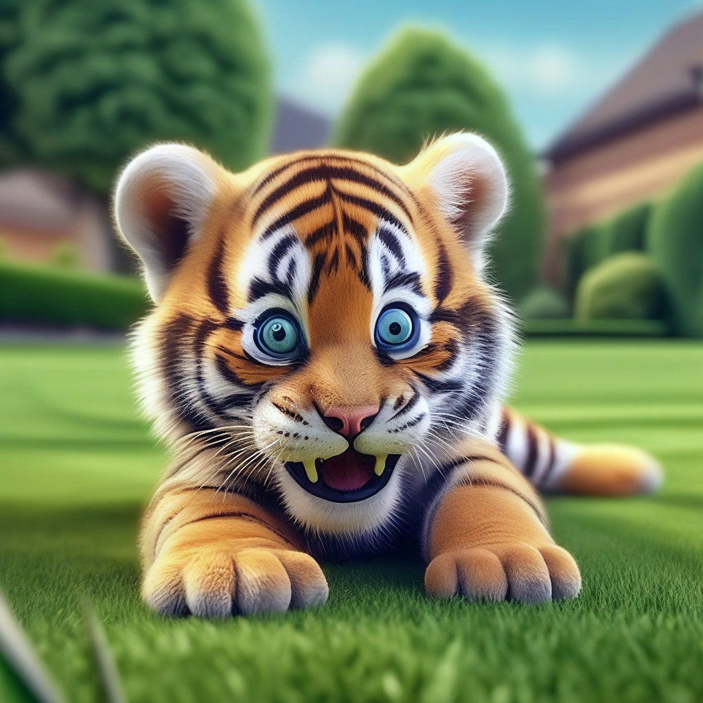 Cute Tiger Cub Meme Funny Tiger Cub Vinyl Sticker, Wildlife Water