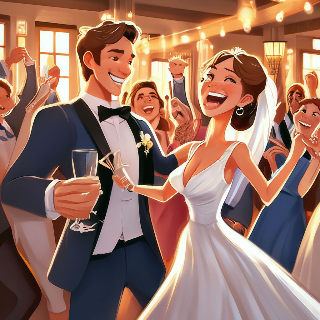 Cartoon Group Dancing Wedding