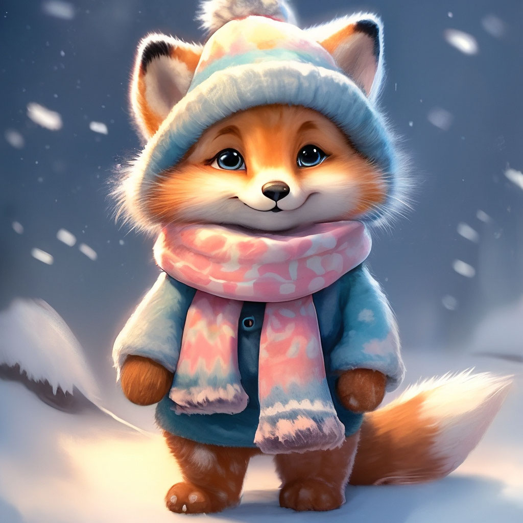 " ️ ️ ️ a cute little fluffy fox cub, …" — image created in Shedevrum