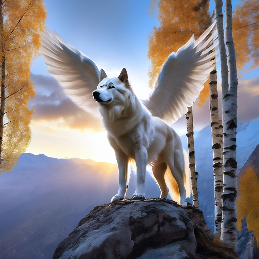 Large Wolf With Wings Wallpapers