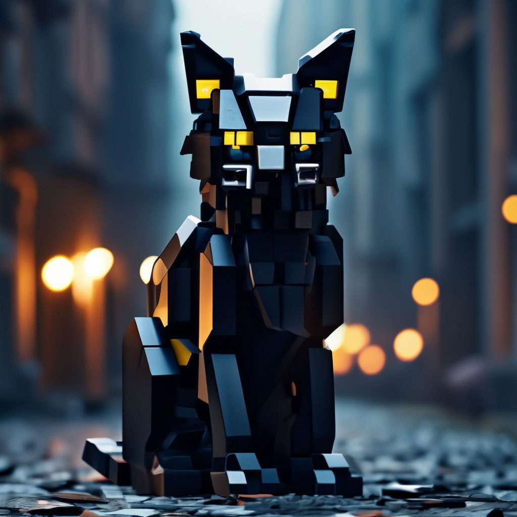 "The cat made of Lego 4k iso 2000" — image created in Shedevrum