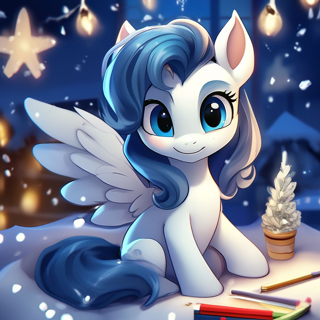 «My little pony, белая пони пегас, …» — создано в Шедевруме