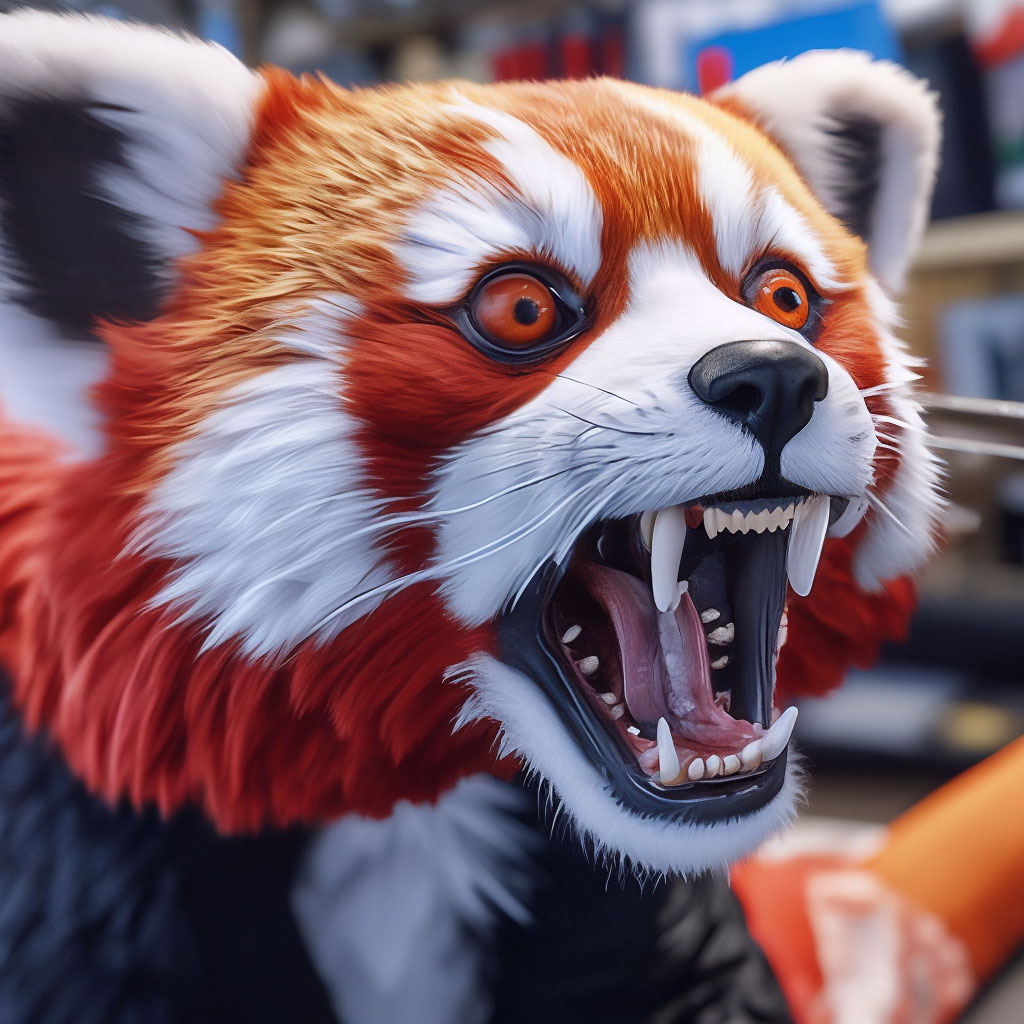 "Red panda ,screamer,lots of details,…" — image created in Shedevrum