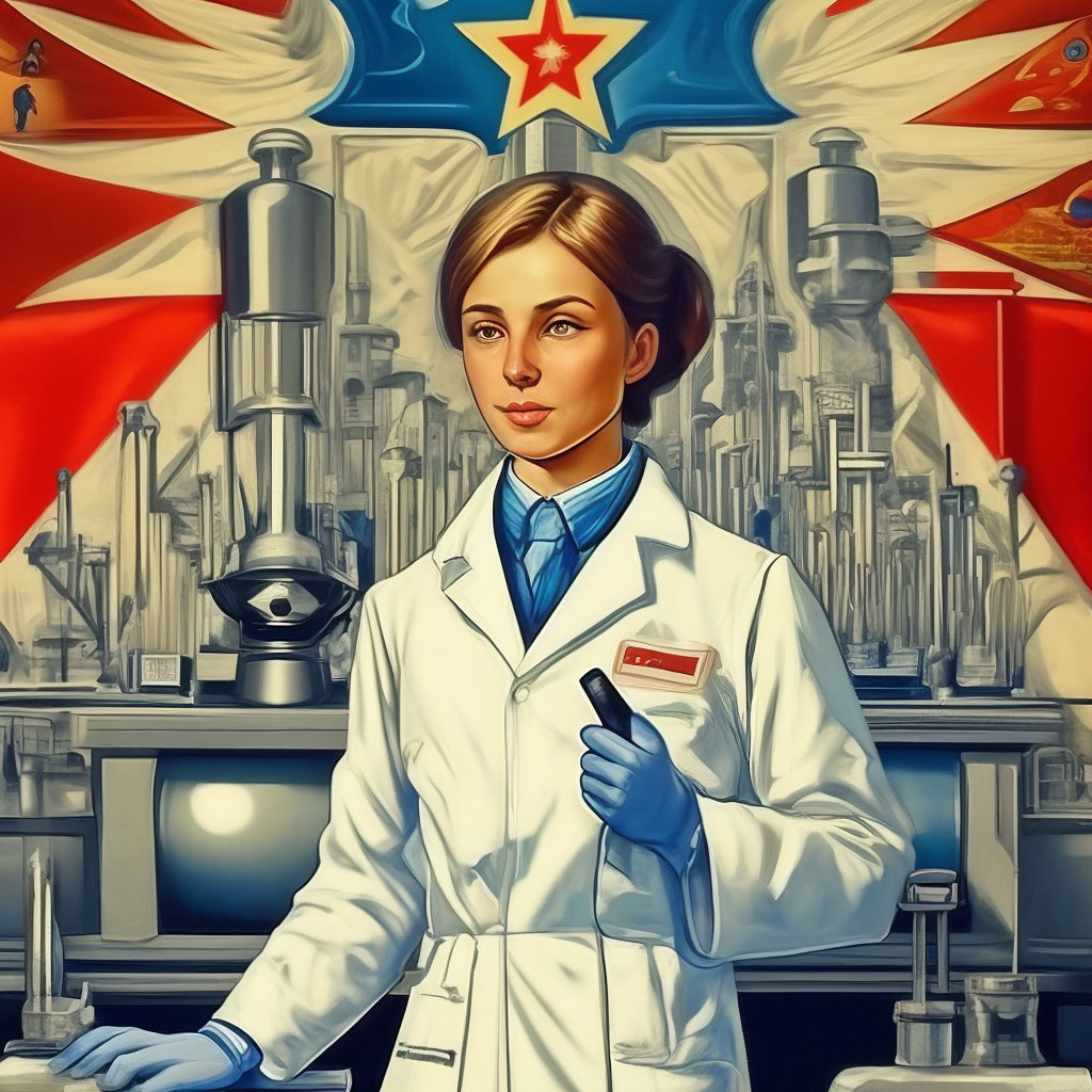 ""Glory to Soviet science" soviet …" — image created in Shedevrum