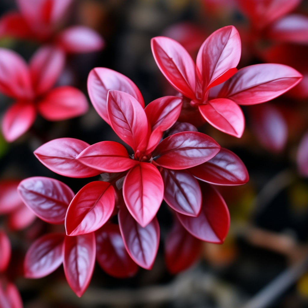 "A bush with small red leaves and …" — image created in Shedevrum