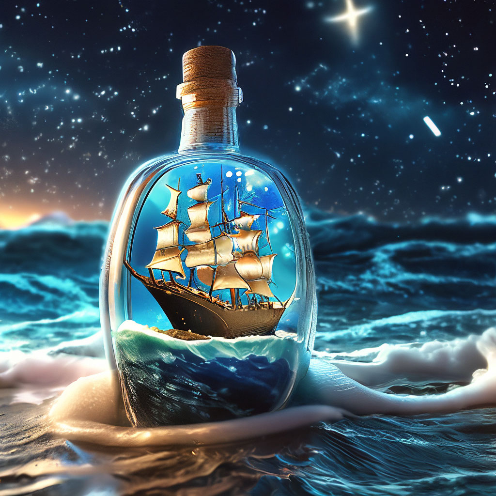 Bottles Ships Fantasy Art