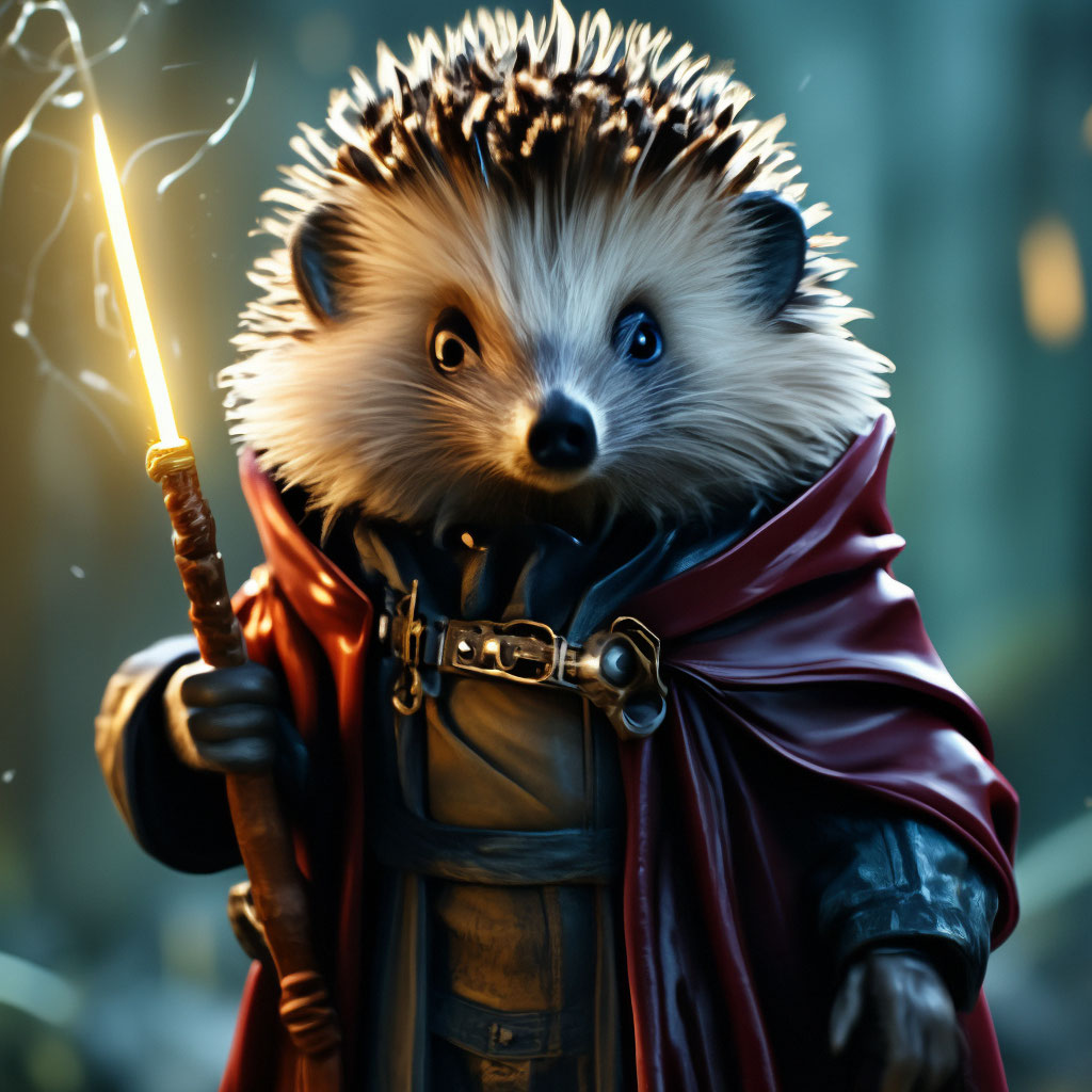 "A hedgehog in the fog in the style of…" — image created in Shedevrum